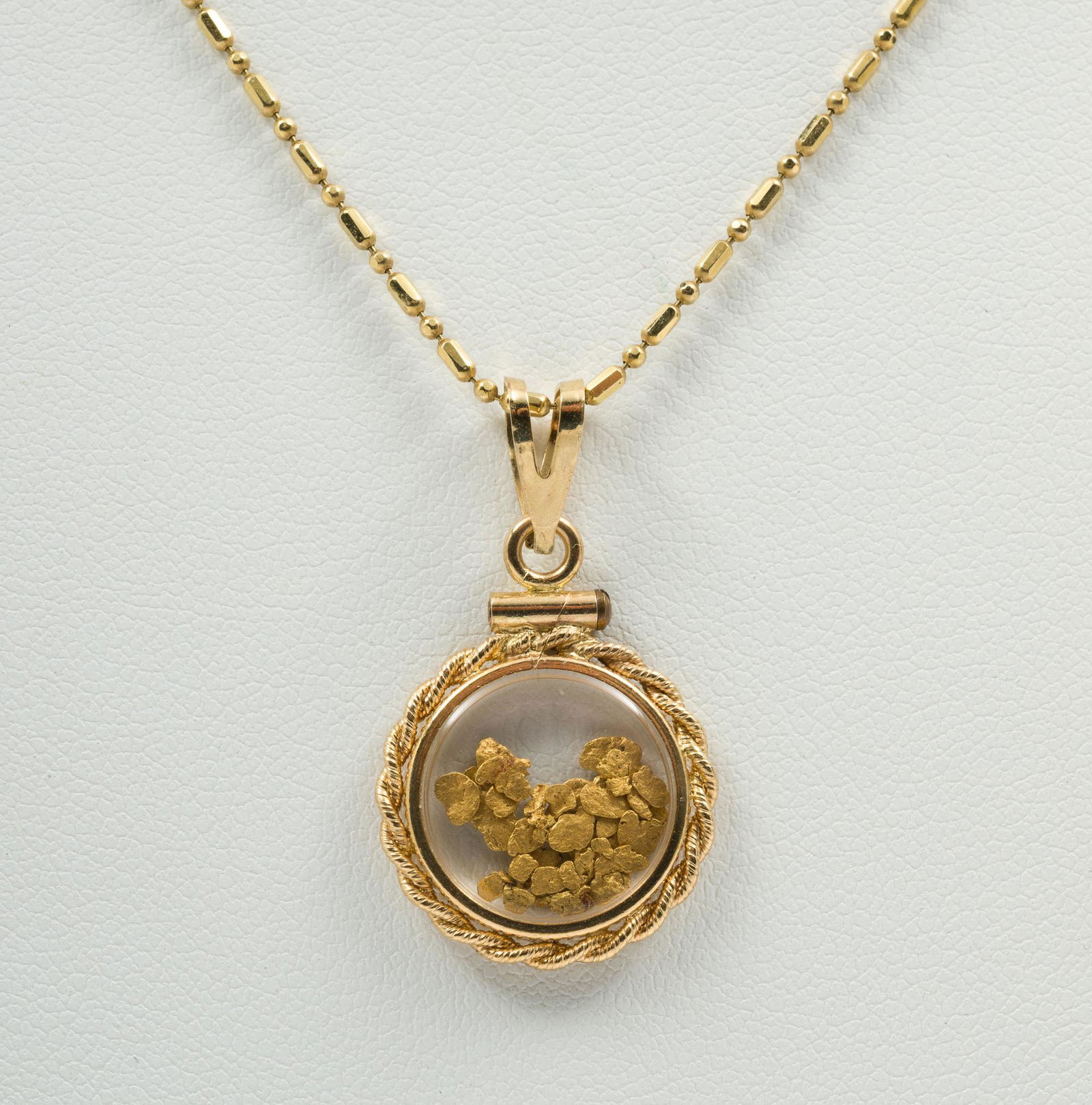 14k Italian Gold Flake Pendant Necklace Auction