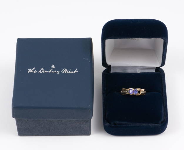 14k Gold Tanzanite And Diamond Danbury Mint Ring In Ob