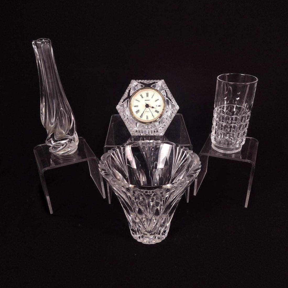 4 Pcs Glassware Incl Stager Clock Auction