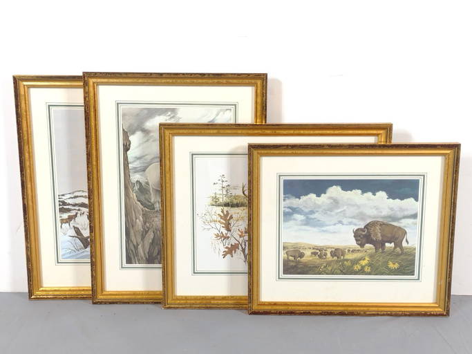 4 James Lockhart Wildlife Prints Incl Buffalo