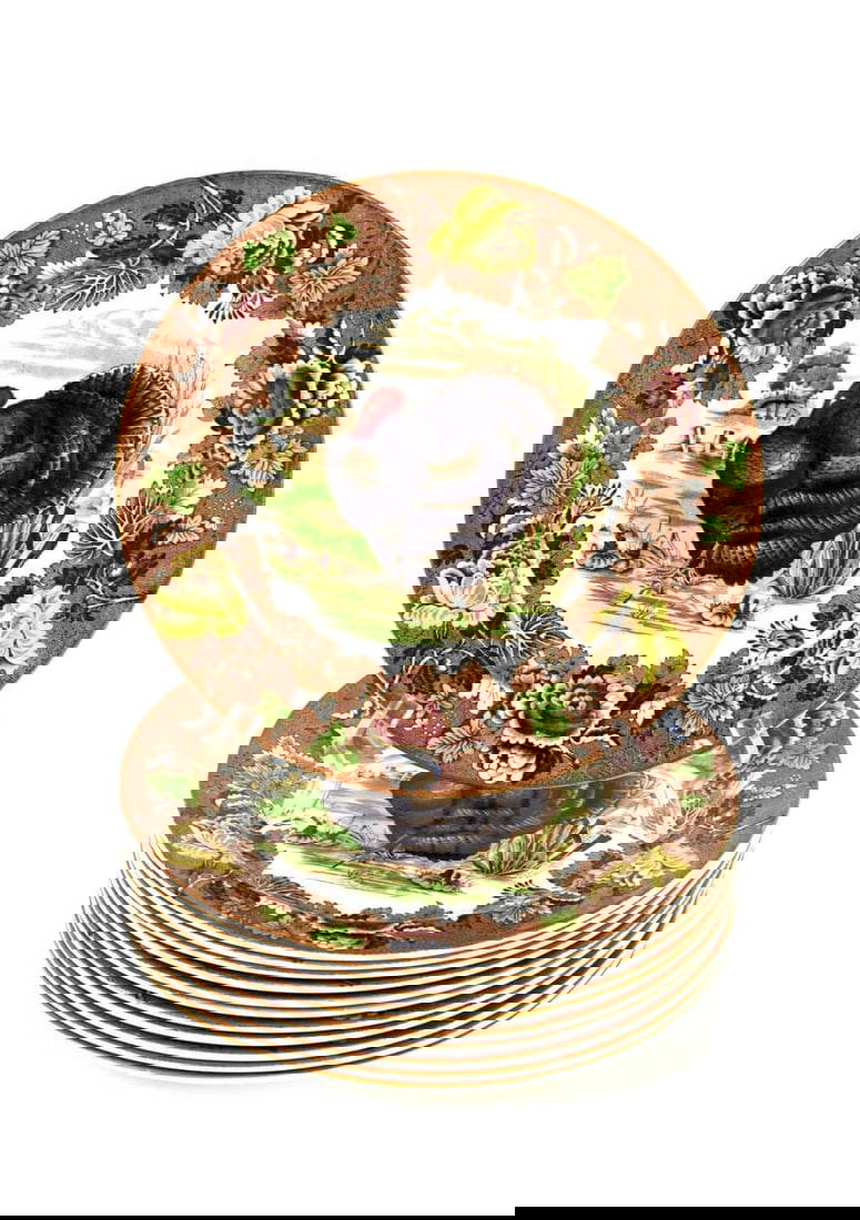 12 Woods Durslem England Turkey Transferware Plates Auction