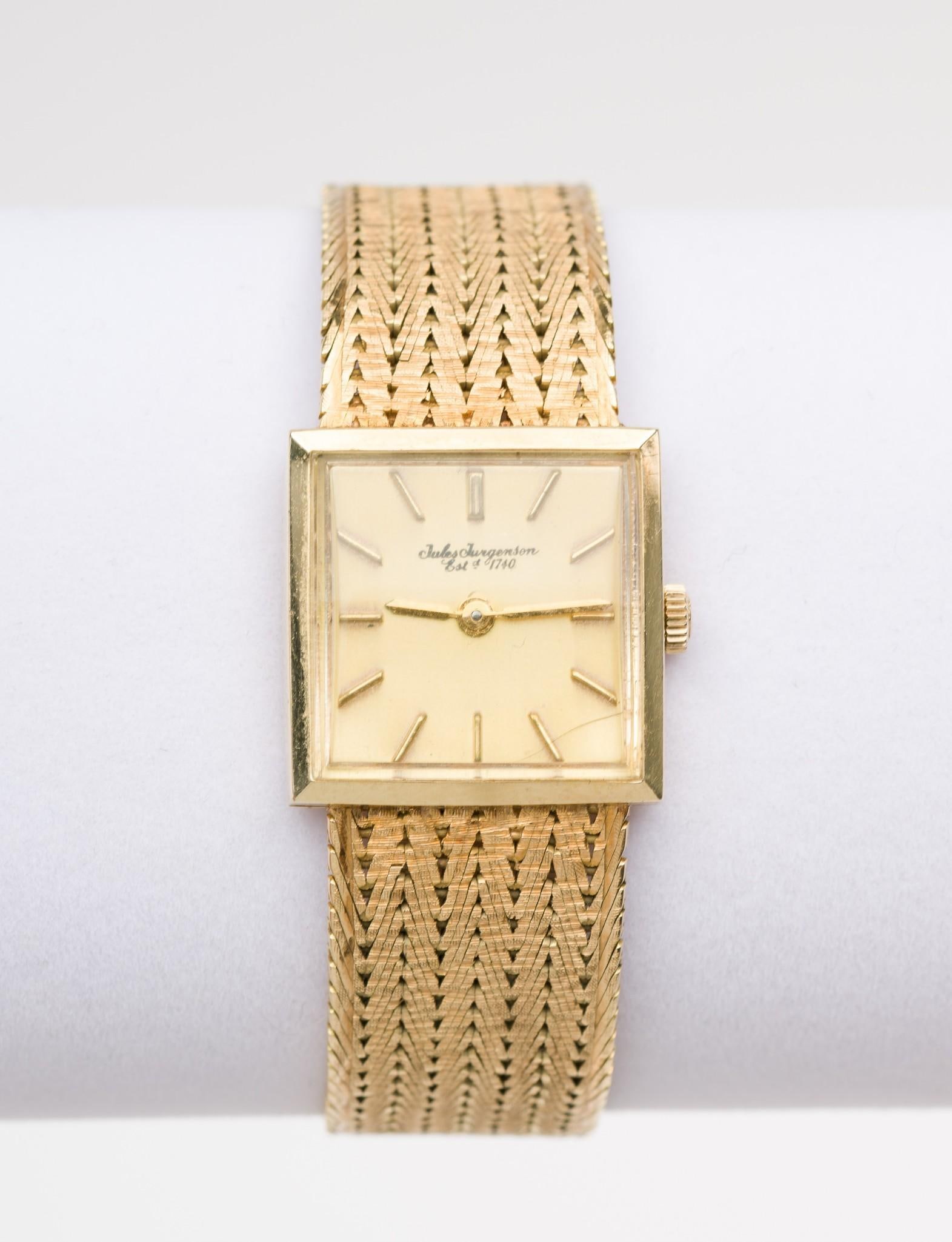 14k Solid Gold Jules Jurgensen Bracelet Watch Auction