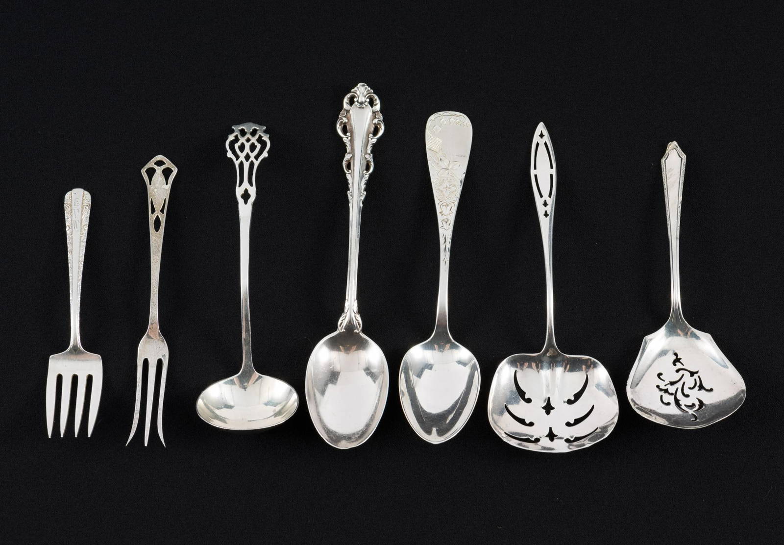 7 Sterling Silver Pcs. Flatware Auction