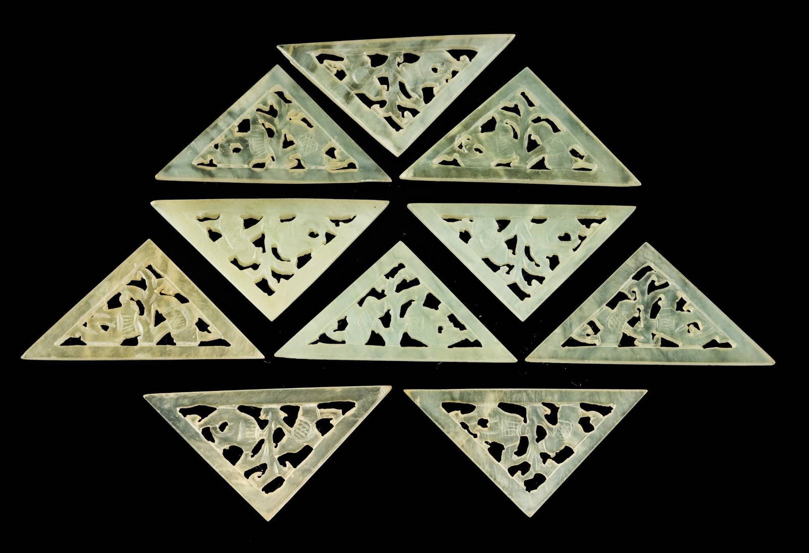10 Qing Dynasty (1636-1912) Carved Jade Corner Ornament Plaques Auction