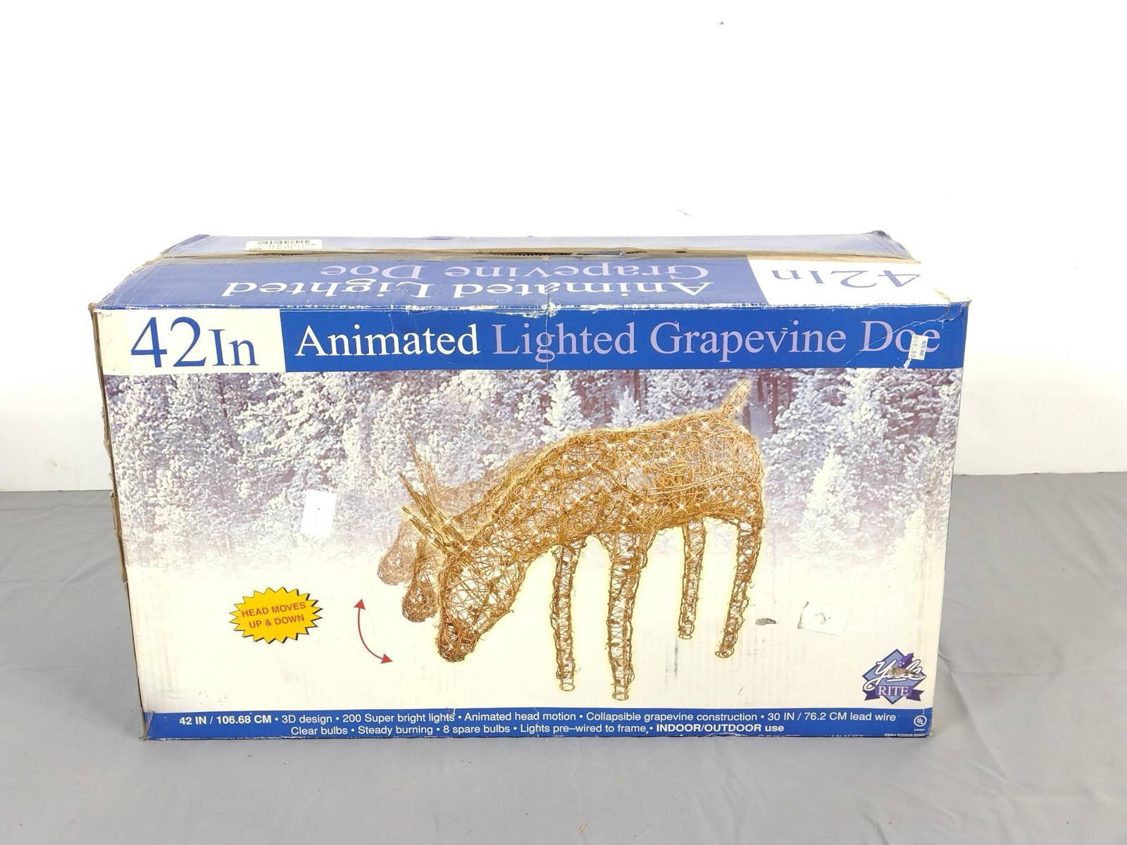 42" Animated Lighted Grapevine Doe Lawn Sculptaure Auction