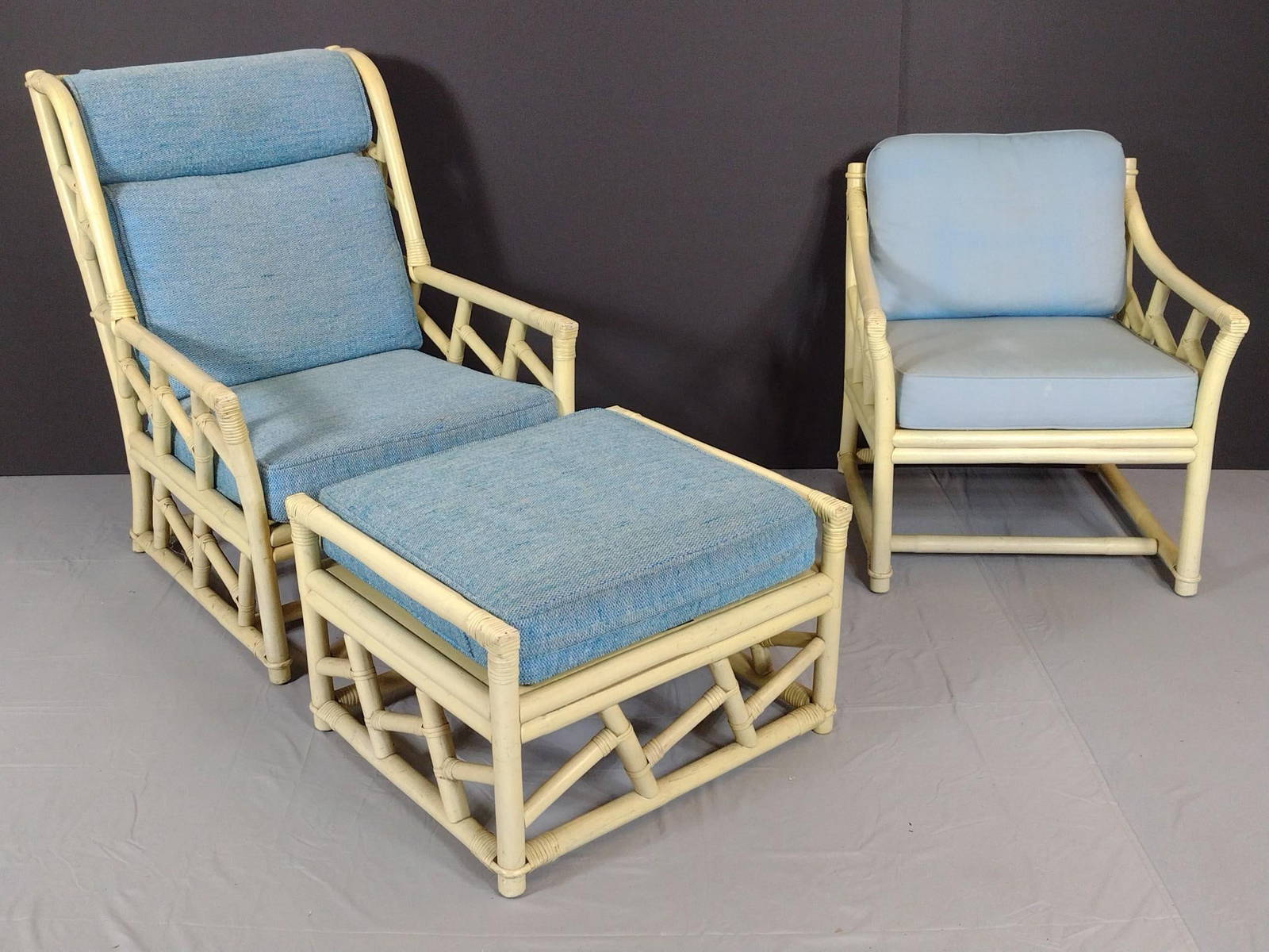 2 Ficks Reed Co Chairs & Ottoman Auction
