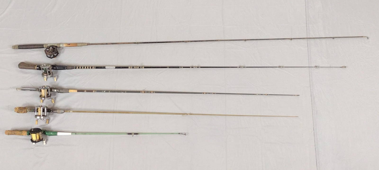 5 Antique Fishing Rods Incl Pflueger Trump Auction