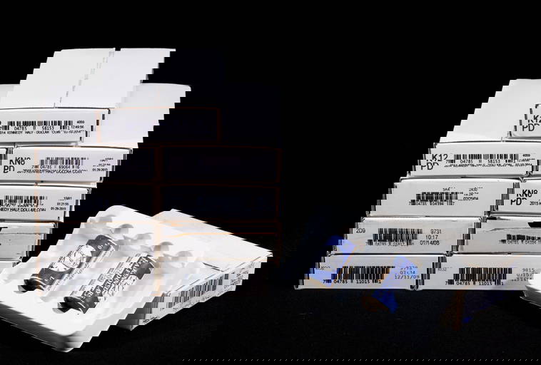 Group Of 10 Sealed U.s. Mint Boxes Kennedy Half Dollar Rolls