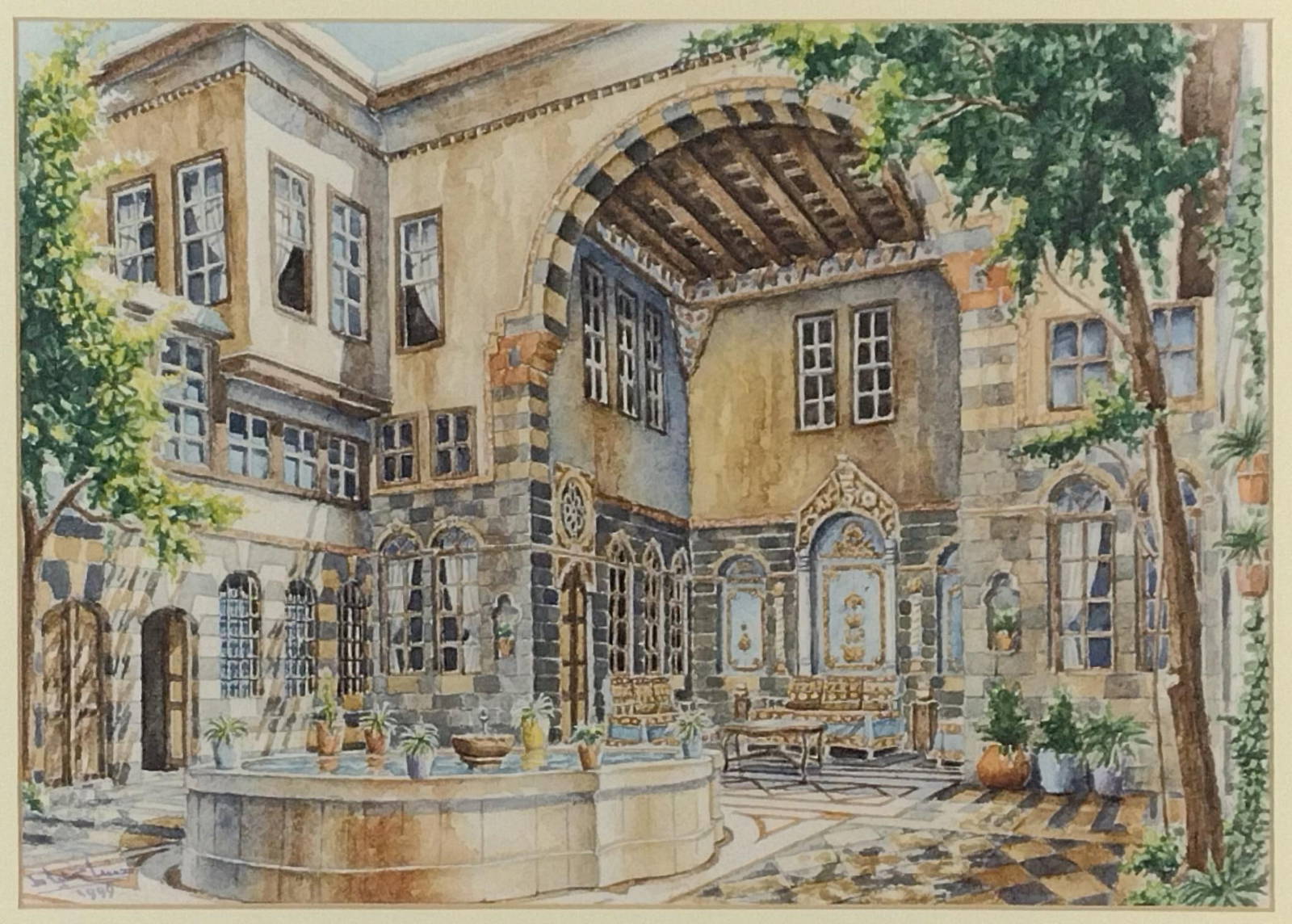Traditional Shami House Watercolor Auction