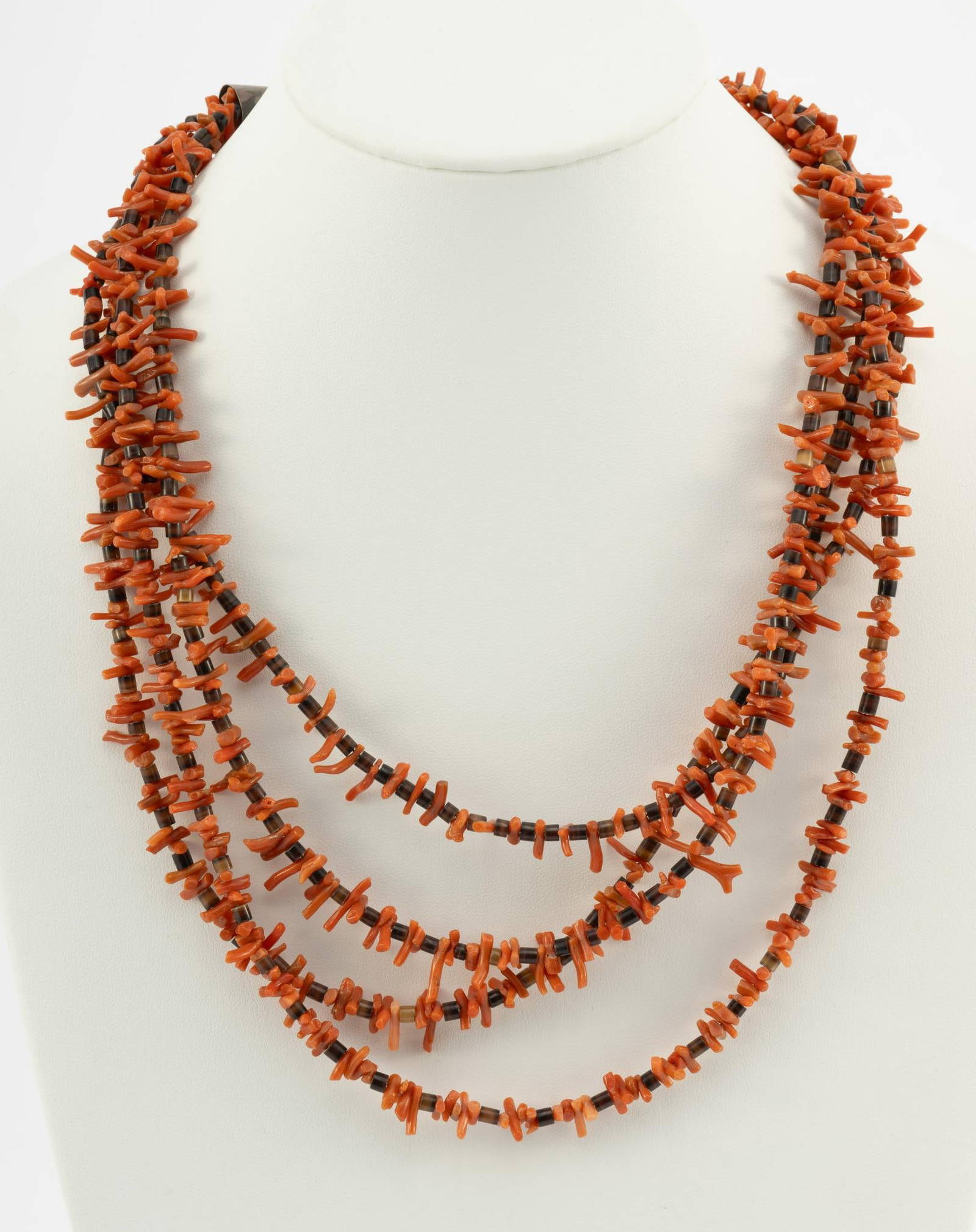 Navajo Four Strand Coral & Tortise Shell Necklace Auction