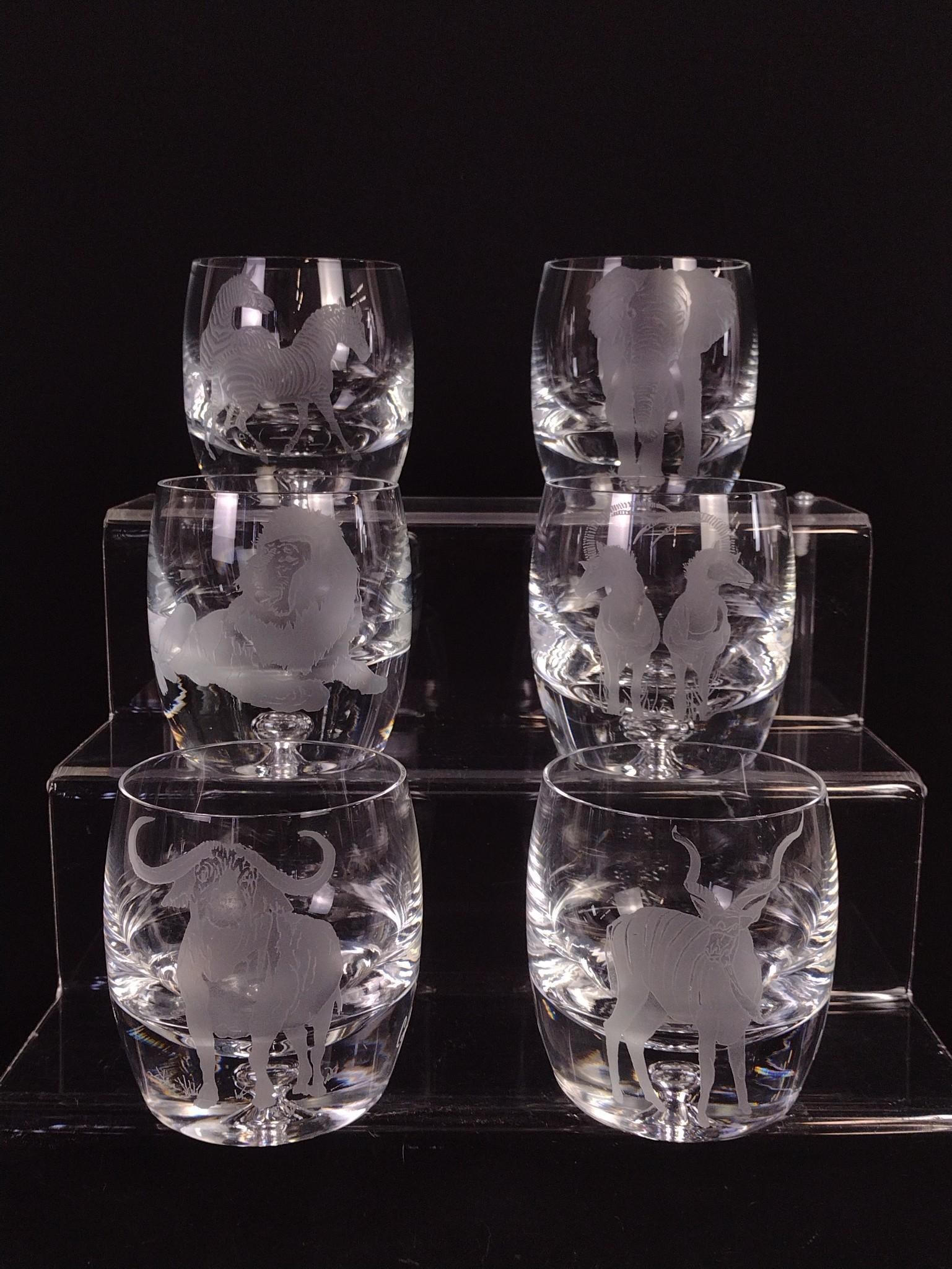 6 Perry Coyle Animal Etched Glassware Auction