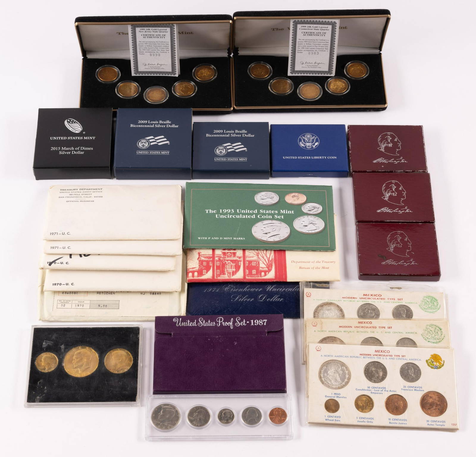 Various U.s. Coin Sets Including Silver Dollars Mint Sets Auction