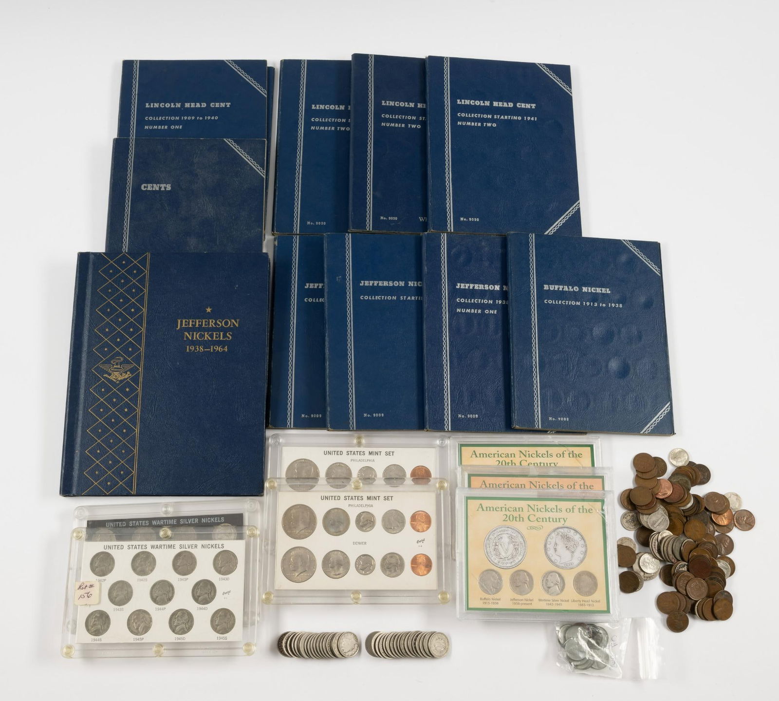 Silver Quarters, Dimes, War Time Nickels, Lincoln Cent Books Auction