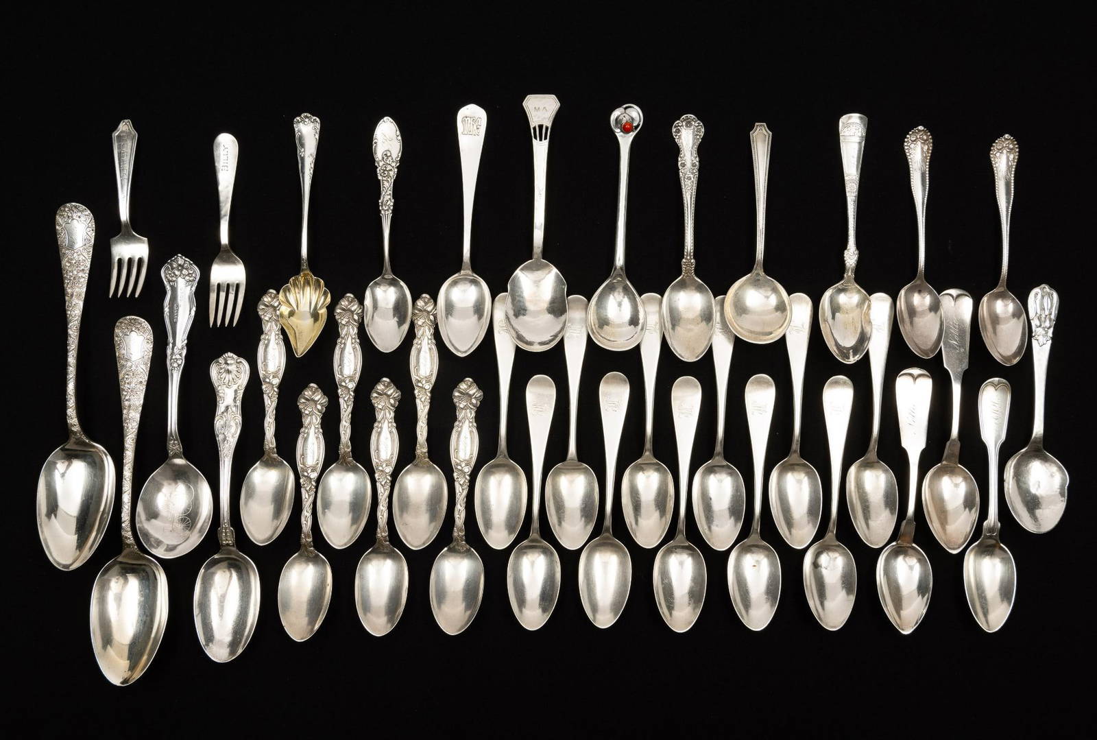 37 Pcs. Sterling Silver Flatware Auction
