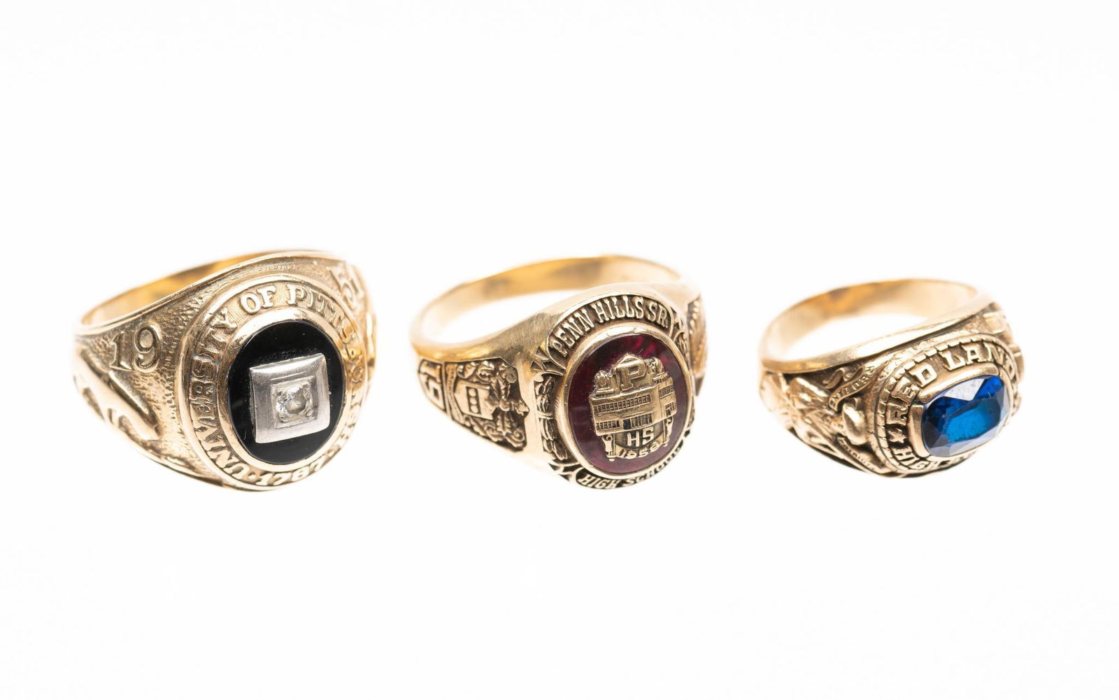 3 Antique 10k Gold Class Rings Auction