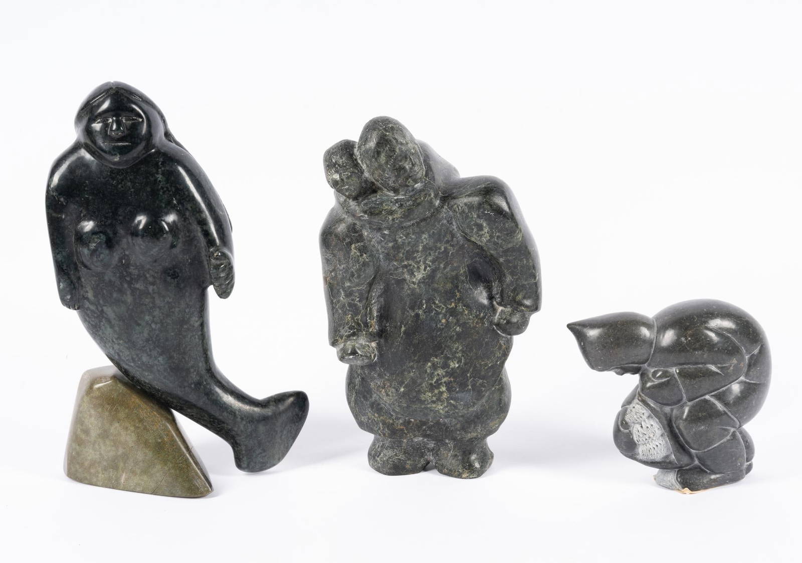 3 Inuit Stone Carvings Incl Artist Signed Auction