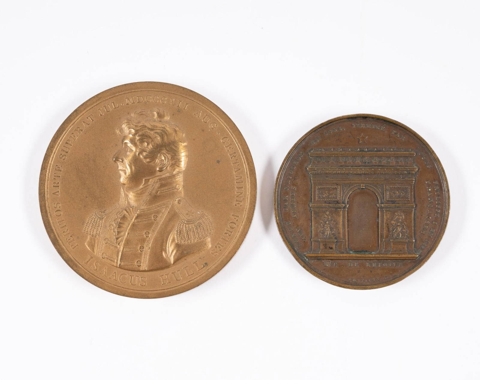 2 Bronze Medals Incl Isaac Hull Restrick Auction