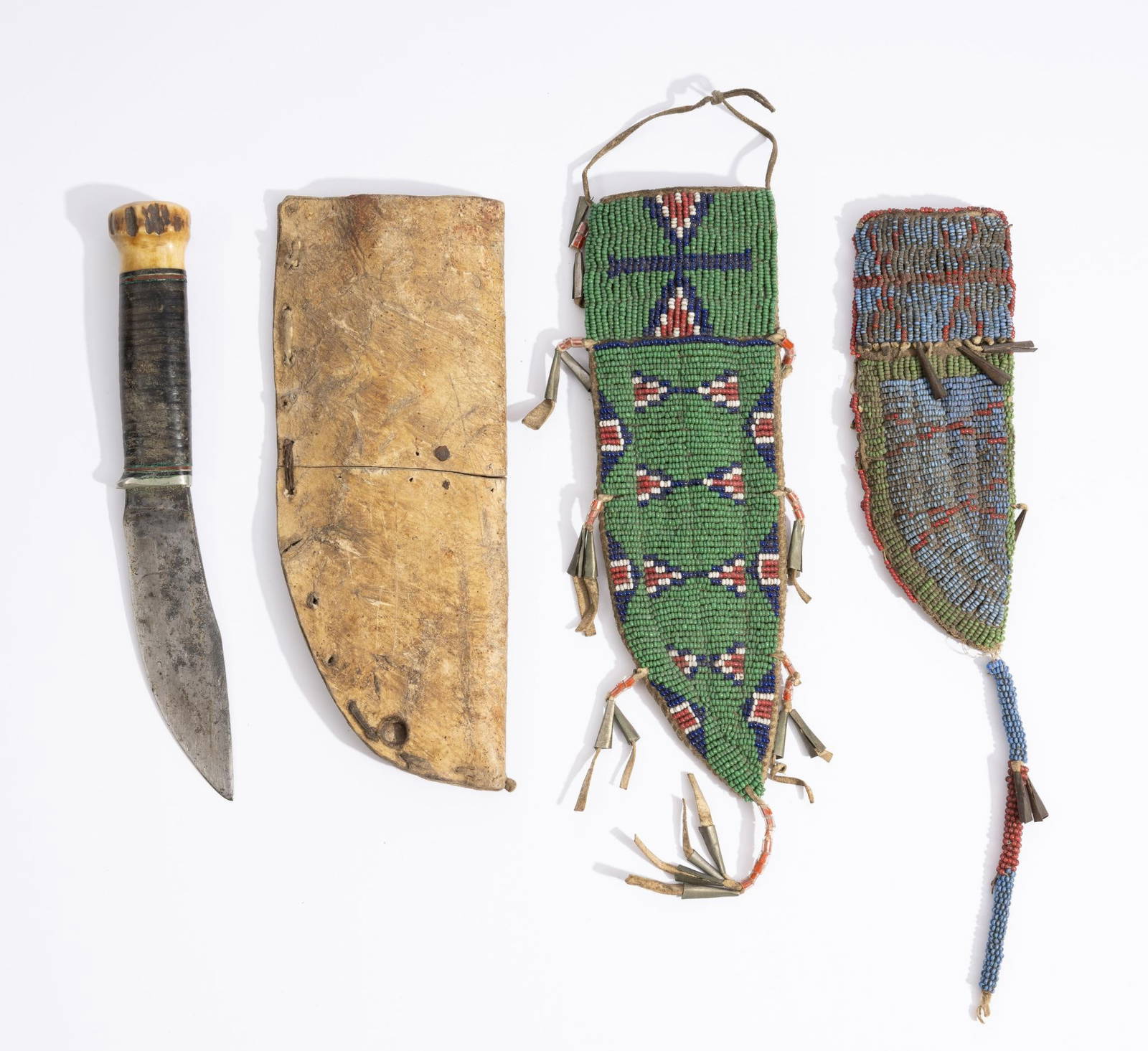 Three Sioux Knife Sheaths Trade Knife Auction