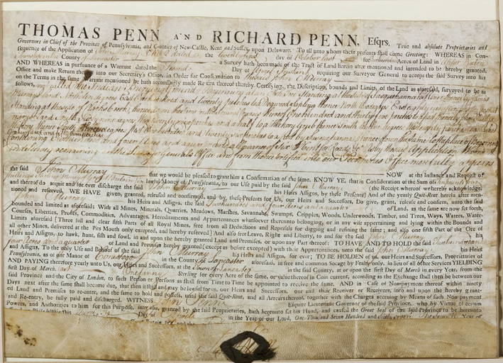 1767 Thomas & Richard Penn Land Deed