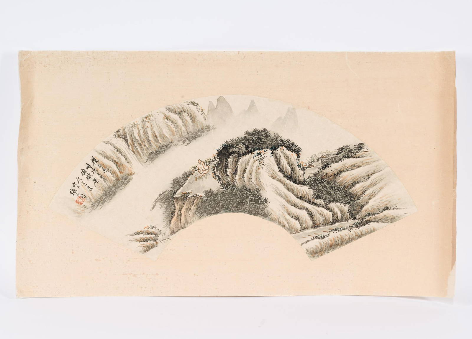 Asian Rice Paper Painted Fan Auction