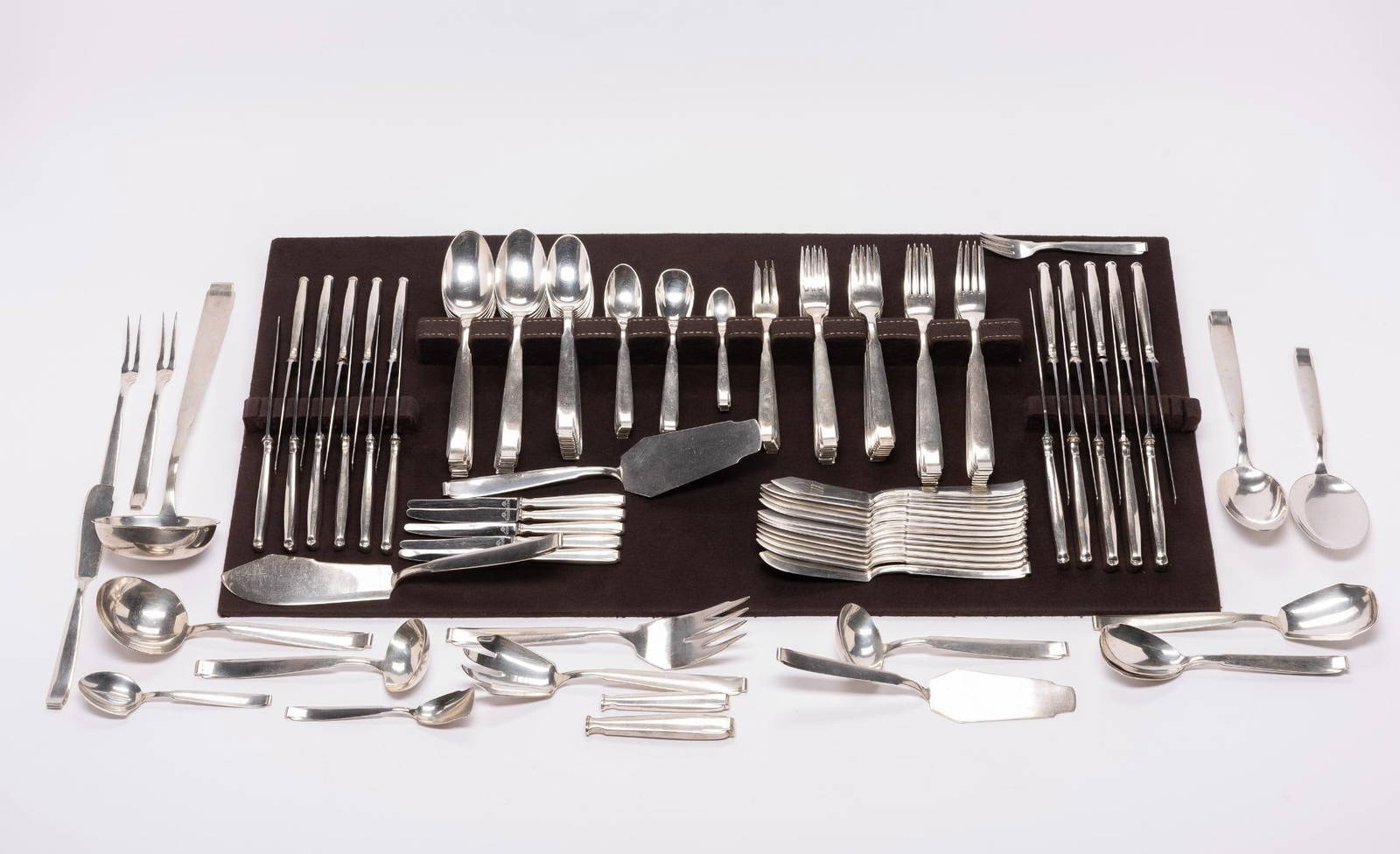 Large German Rostfrei 800 Silver Flatware Set Auction