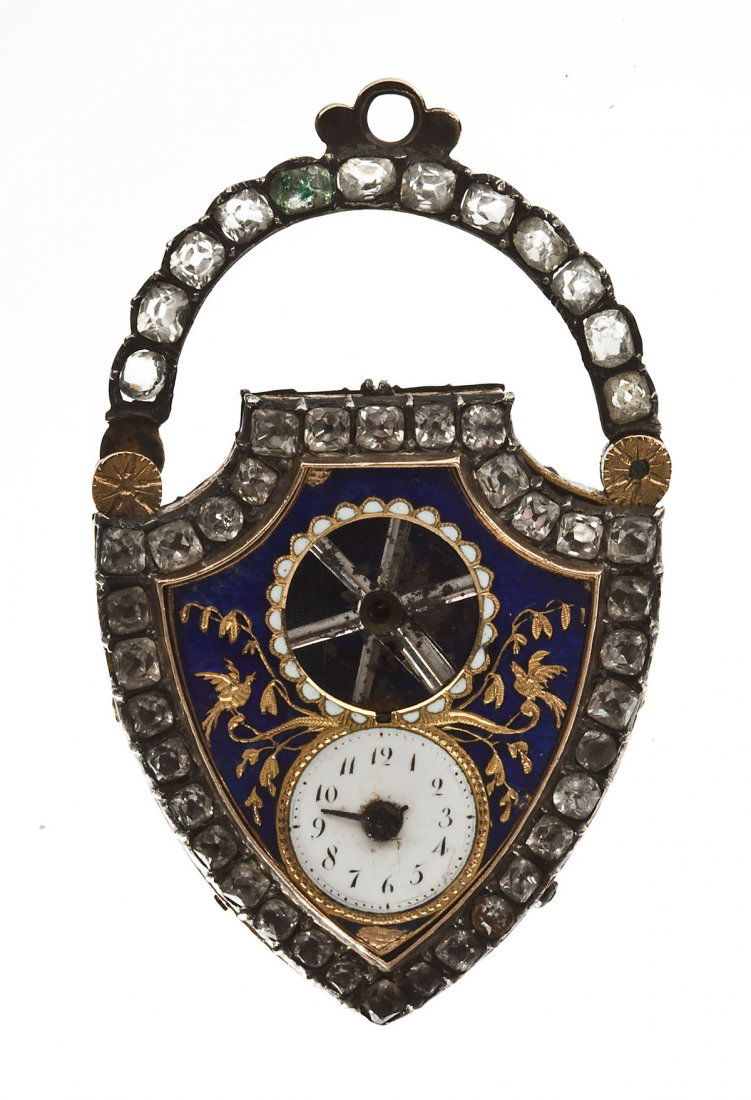Enameled & Jeweled Padlock Watch