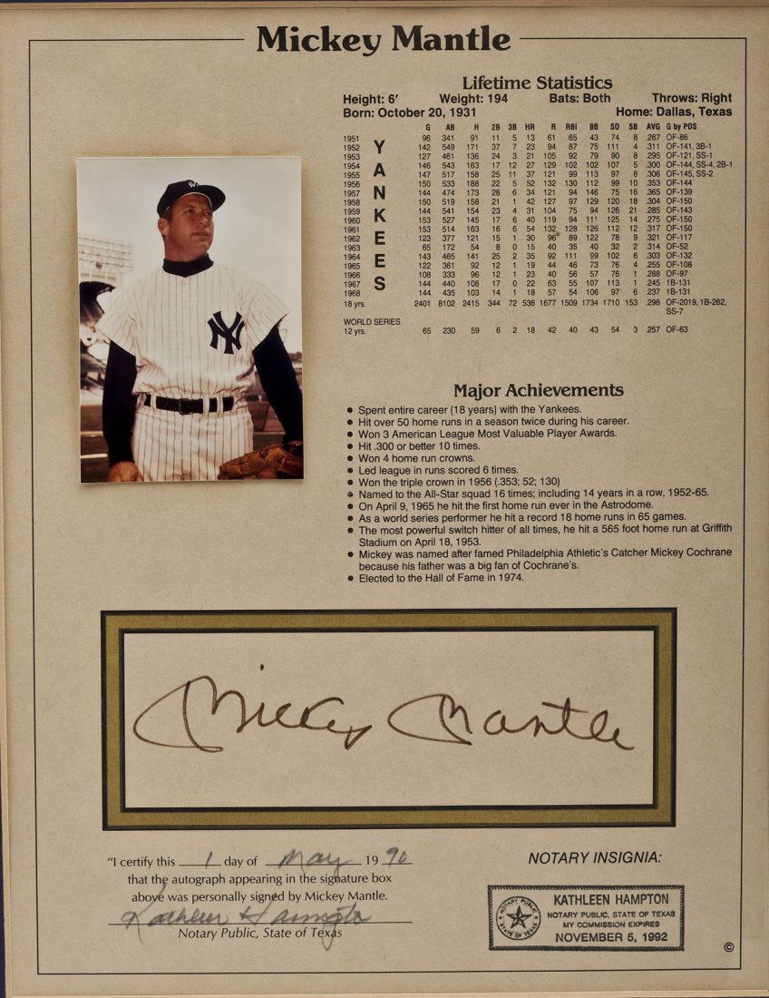 Framed Mickey Mantle Signature & Photograph