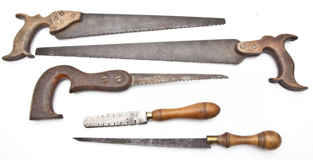 4 Antique English Saws & Saw Setter