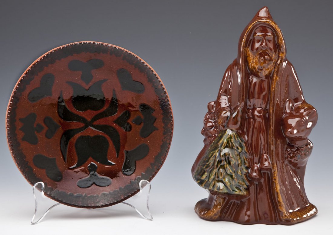 2 Pcs Foltz Redware Pottery incl Santa & Plate - Aug 24, 2014 | Cordier ...