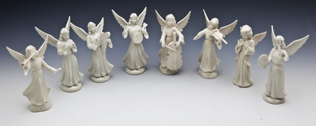 8 Pc Dresden Porcelain Angel Band