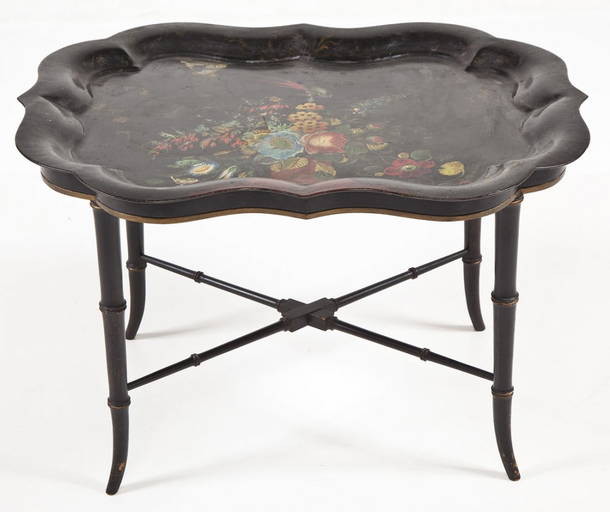 Floral Tole Tray Table