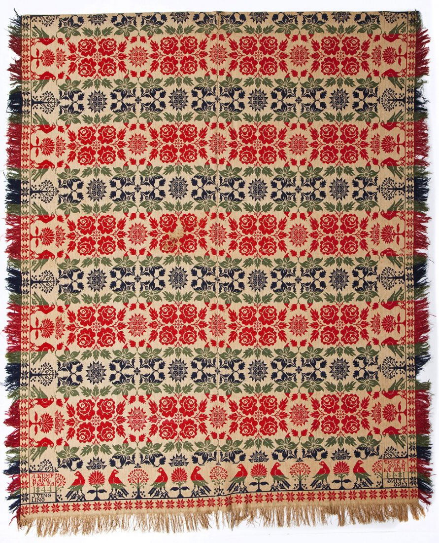 1844 Andrew Kump Hanover 2 Part Coverlet - Aug 15, 2015 | Cordier ...
