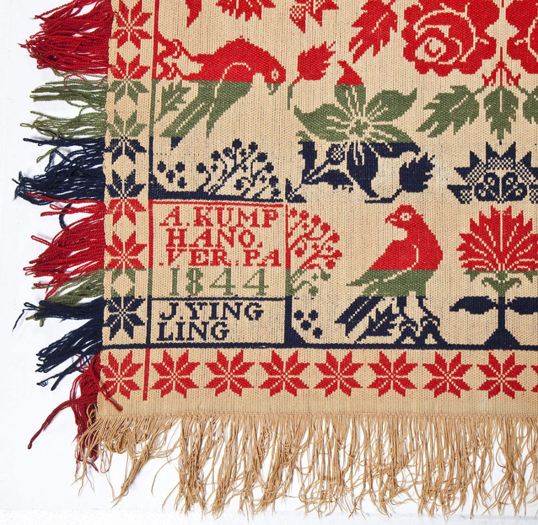 1844 Andrew Kump Hanover 2 Part Coverlet