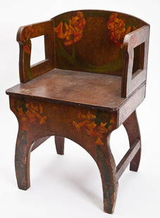 Vintage Arts & Crafts Painted Library Chair
