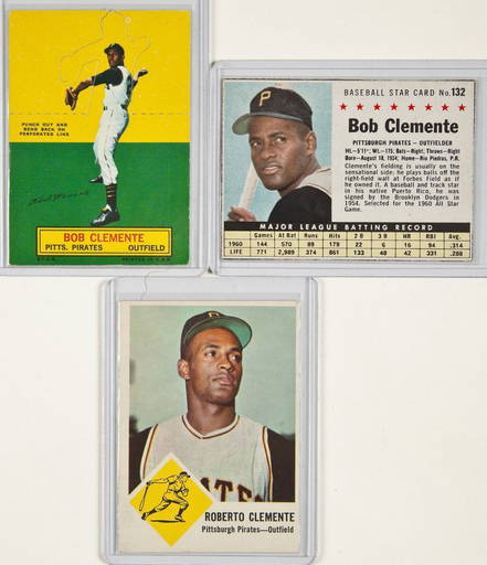 3 Circa 1960's Roberto Clemente Cards