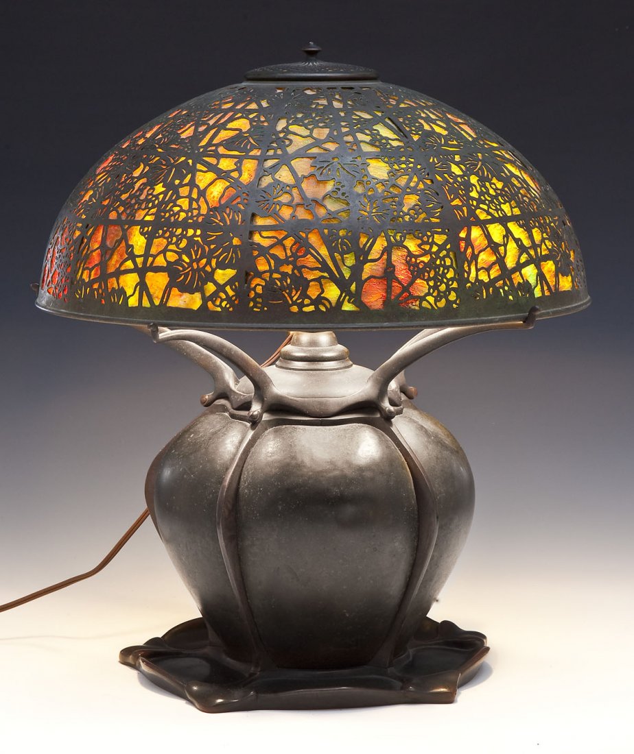 Tiffany Studios Grapevine Lamp with Lily Pad Base