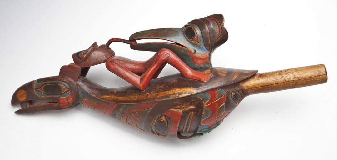 Northwest Coast Polychrome Raven Rattle