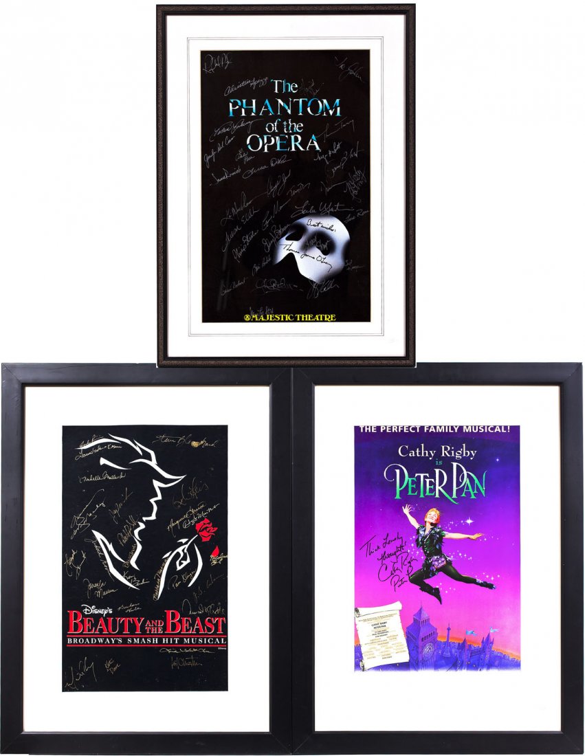 3 Signed Broadway Window Cards Incl. Phantom