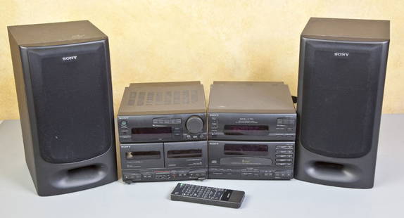 Sony Cd Player And Tape Deck With Speakers