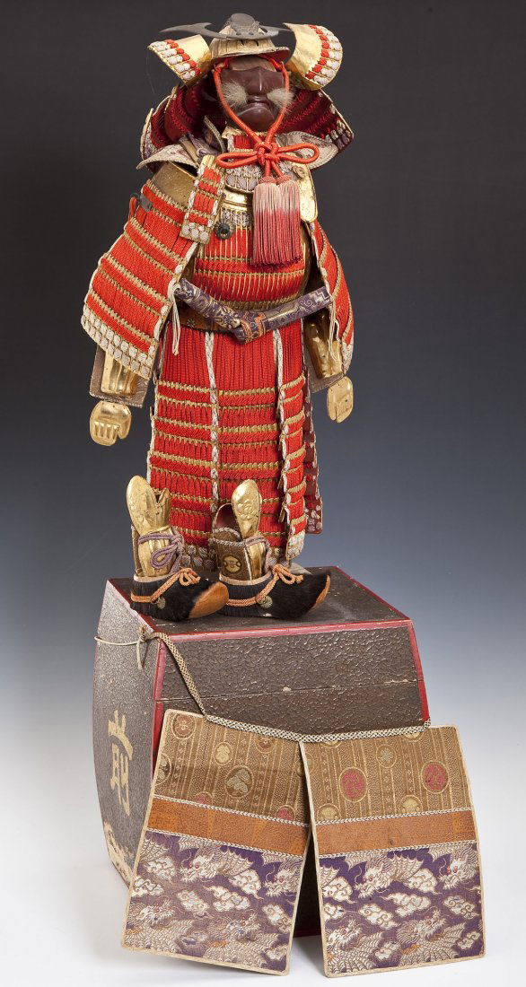 19th C Edo Samurai Armor Display With Box