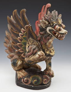 Balinese Polychrome Wooden Singha Lion