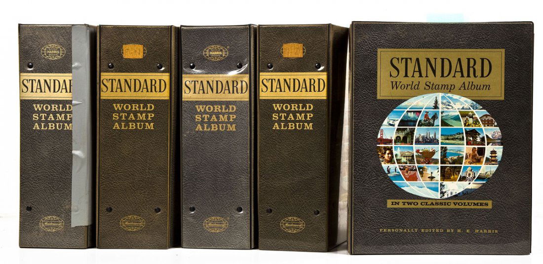 5 Standard World Stamp Albums With Stamps