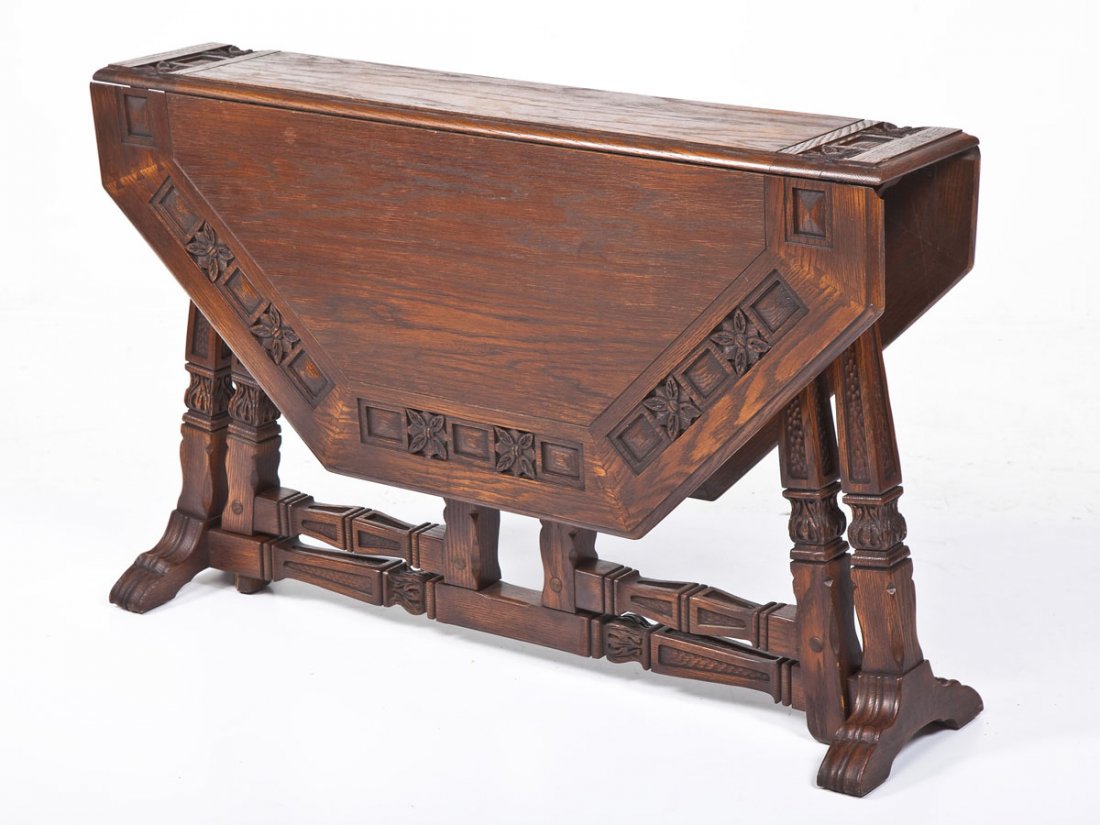 Van Sciver Jacobean Revival Drop Leaf Card Table - Feb 11, 2017 ...