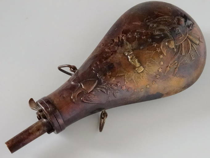 Embossed Copper Us Army Eagle Powder Flask