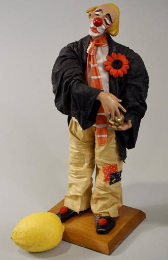 Mid Century Italian Clown Figurine Mixed Media Hand