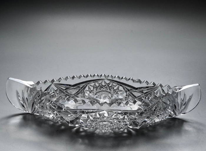American Brilliant Cut Glass Canoe Celery Relish Dish