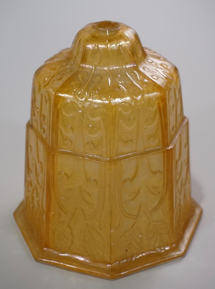 Art Deco Amber Glass Lamp Shade Embossed Design Vintage