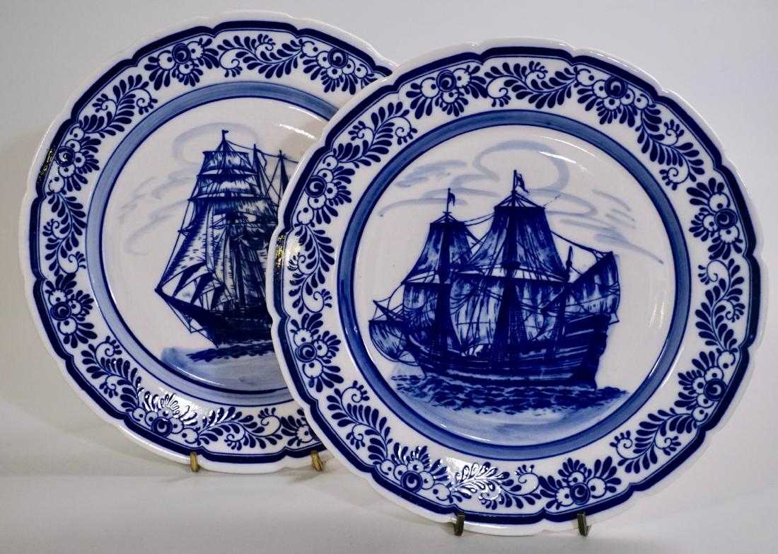 Royal Delft Nautical Flow Blue Sailing Ship Plate