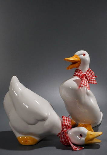 Ceramic Goose Figurine Lot Of 2