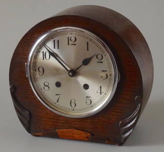 Art Deco German Wurttemberg Oak Hac Mantel Clock